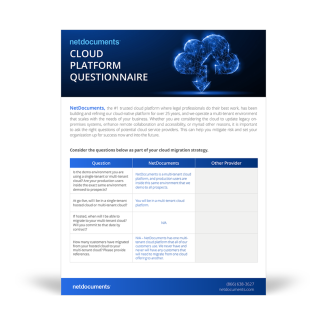 Cloud Platform Questionnaire (APAC) [Checklist]